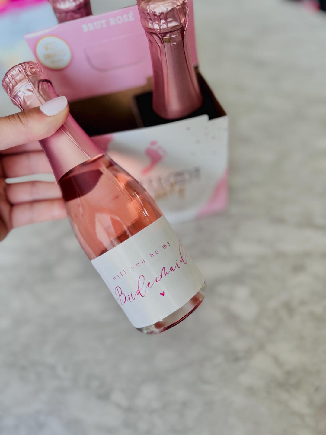 Mini Pink Champagne Labels Bridesmaid Proposal Personalized for Bridal ...