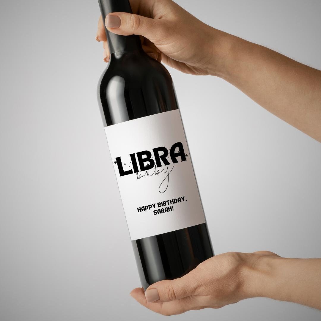 Libra Happy Birthday Zodiac Horoscope Wine Bottle Label Cute Gifts for ...