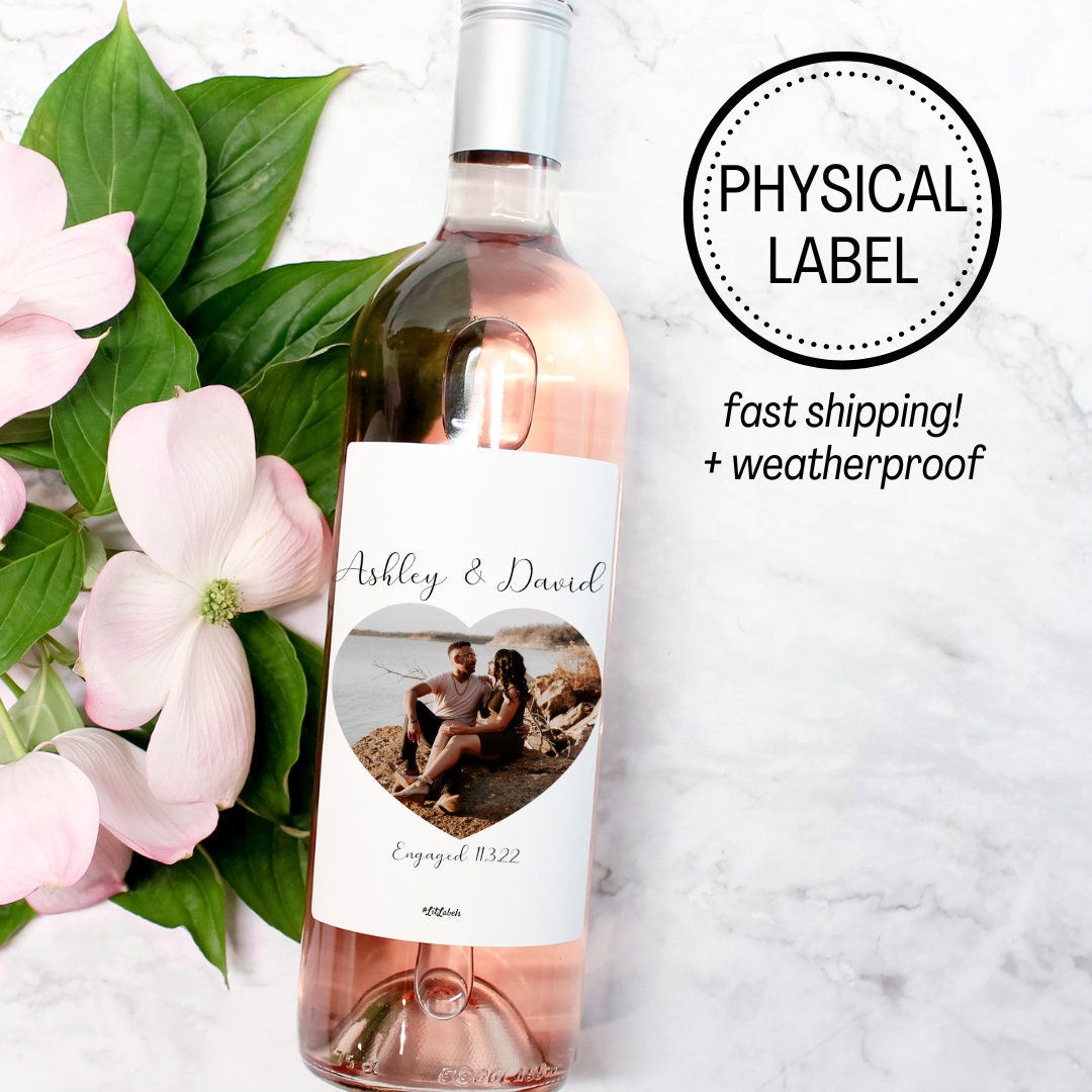 CUSTOM Photo Heart Wine Bottle Label Cute Gift for Him Her for - Etsy