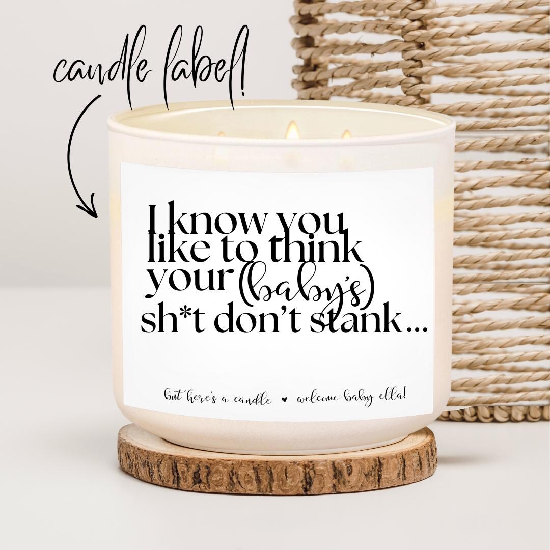 Funny New Parents Candle LABEL for Baby Delivery Gift, for Friends ...