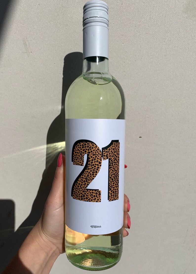 21st Birthday Cheetah Print Finally 21 Wine Bottle Label Funny | Etsy