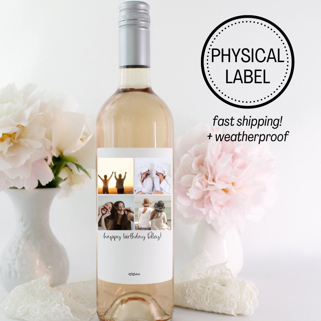 CUSTOM 4 Photo Collage Wine Label College Roommate Graduation - Etsy