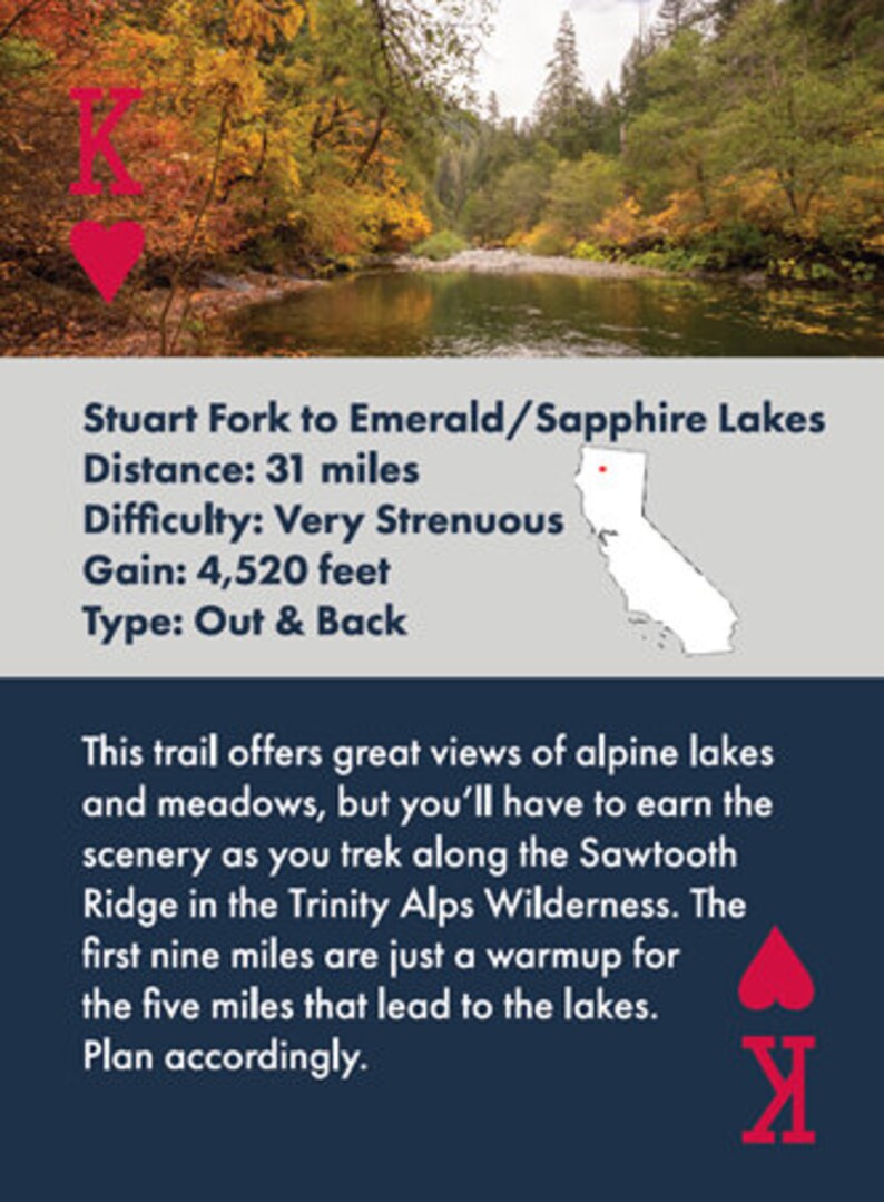 CALIFORNIA Playing Cards: 52 Hikes in Your Pocket - Etsy
