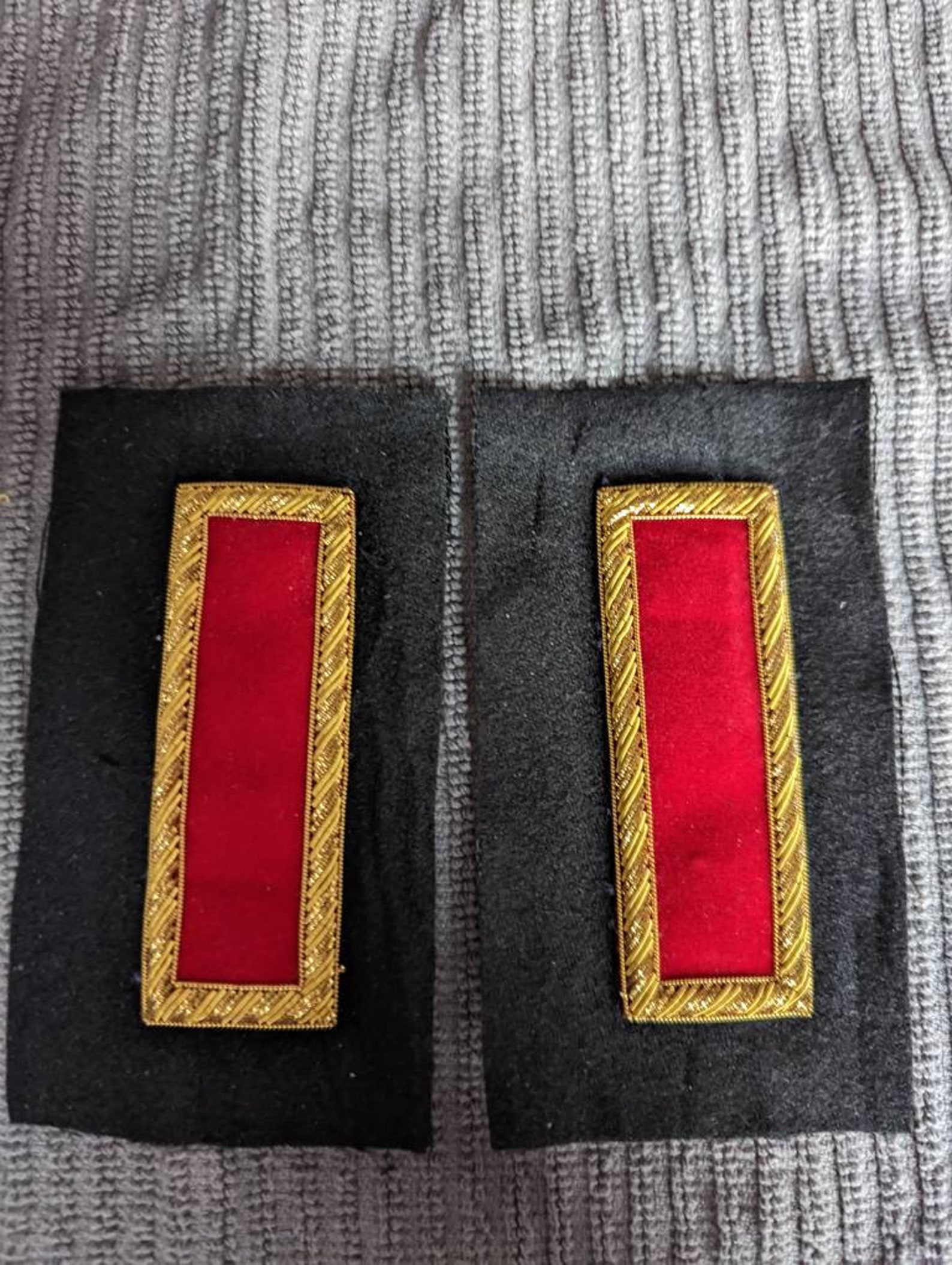 1860s Civil War Officer Insignia, Regulation Single Border, Red Backing ...