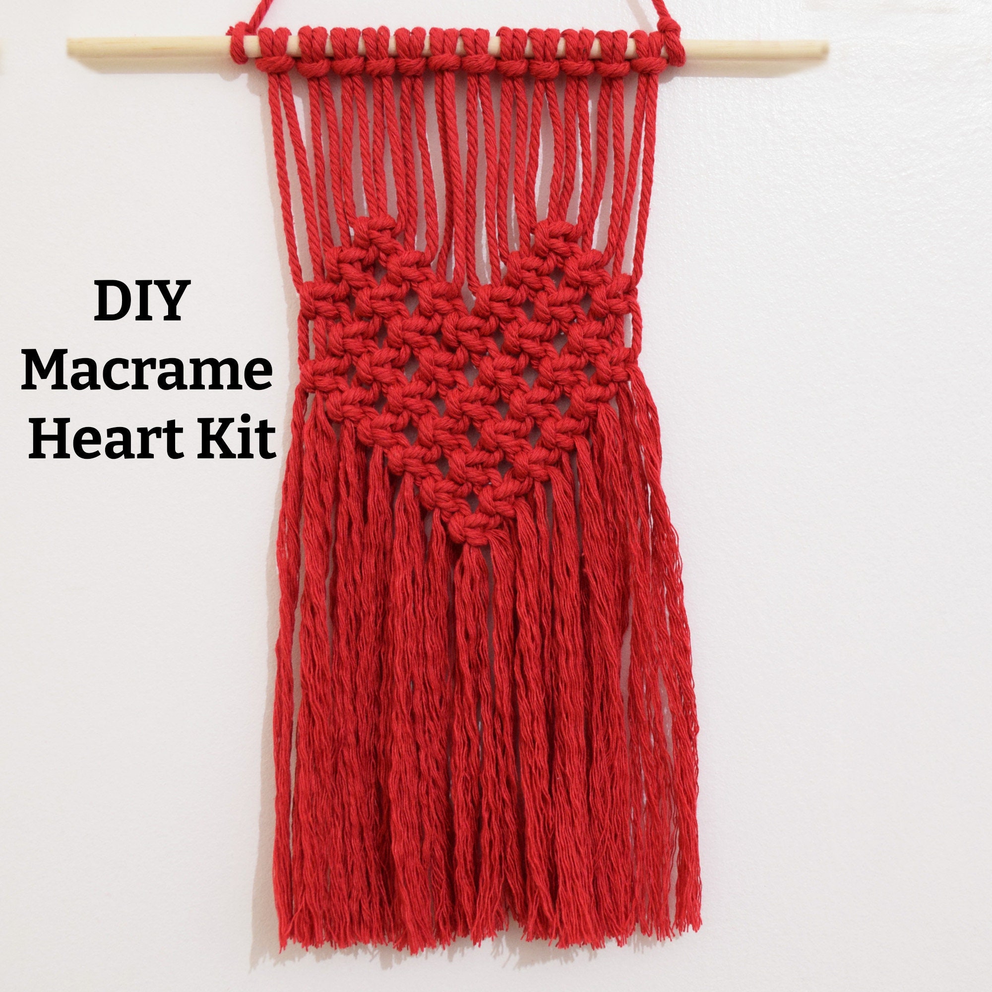 DIY Heart Macrame Wall Hanging Kit With Video Tutorial Make - Etsy UK