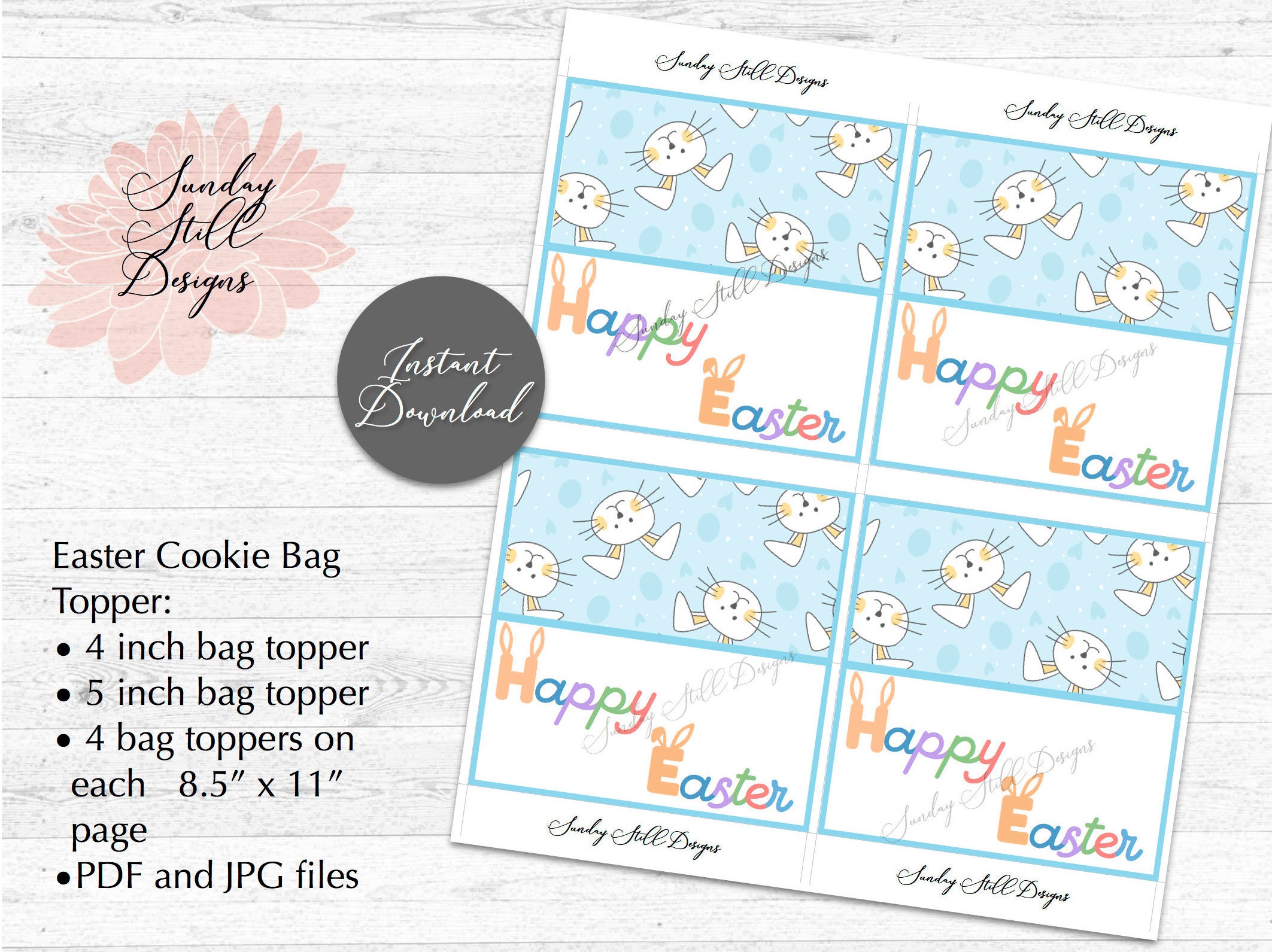 Easter Treat Bag Topper / Easter Cookie Bag Topper / 4" & 5" Easter Bag ...