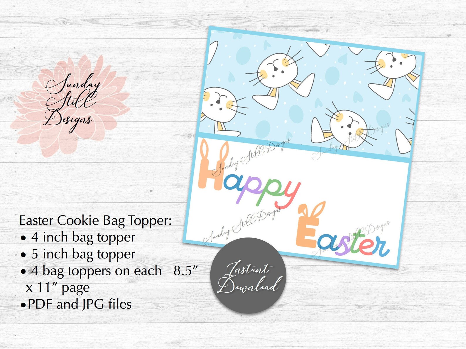 Easter Treat Bag Topper / Easter Cookie Bag Topper / 4" & 5" Easter Bag ...
