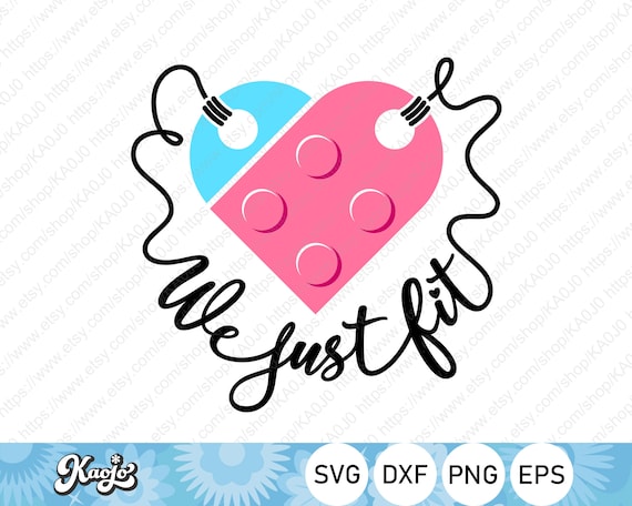We Just Fit Svg Cute Heart Building Blocks Svg Matching | Etsy