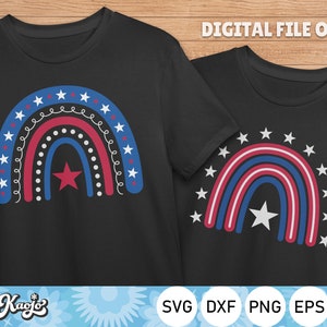 4th of July Rainbow Svg Bundle, Patriotic US Falg Rainbow Svg, American ...