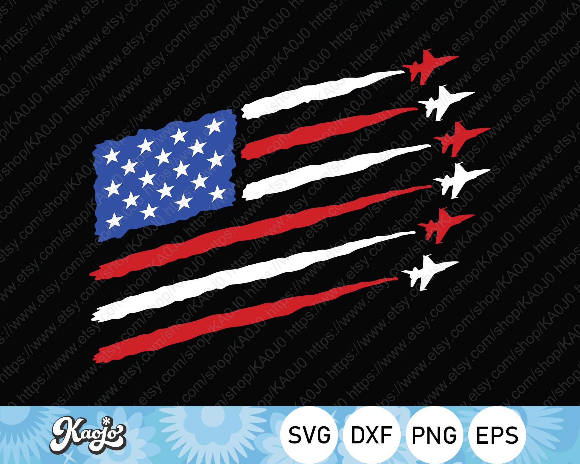 American Flag Jet Fighter Svg 4th of July Flag Svg - Etsy