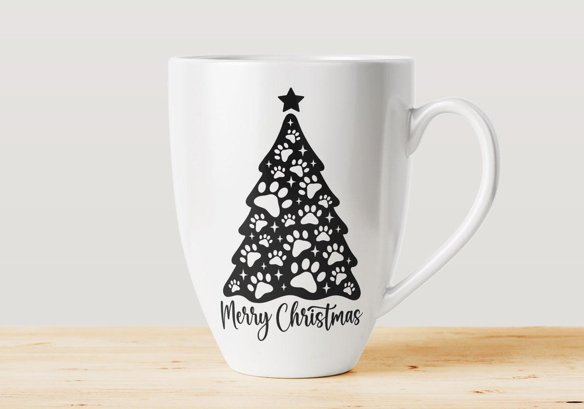 Paw Tree Svg, Christmas Tree With Paws Svg, Dog Paw Print Tree Svg, Dog ...