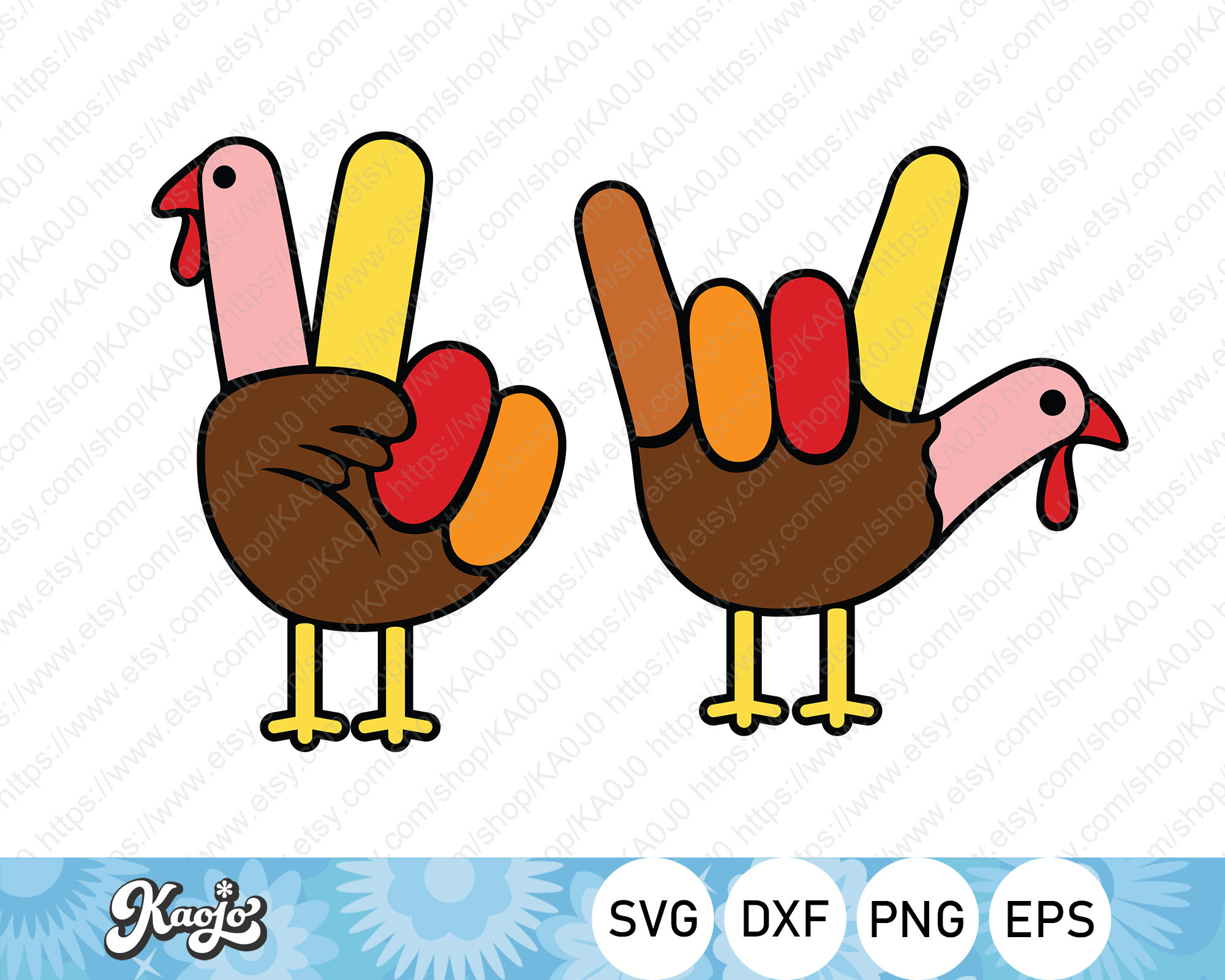 Peace Sign Turkey Hand SVG, I Love You Sign Turkey Hand SVG ...