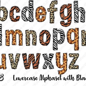 Wild Doodle Letters PNG Bundle, Animal Skin Pattern Alphabet Uppercase ...