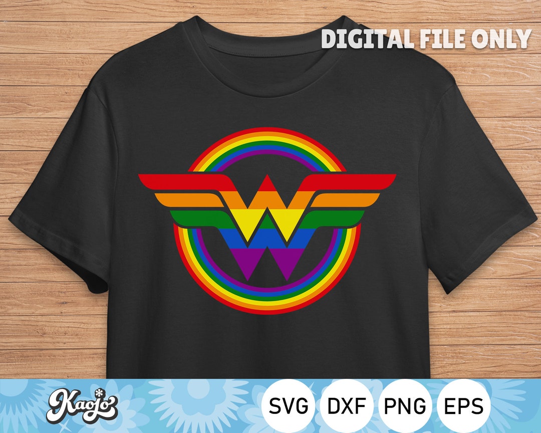 Wonder Gay Pride Svg, LGBT-Q Rainbow Flag Woman Hero Icon Svg, Proud ...