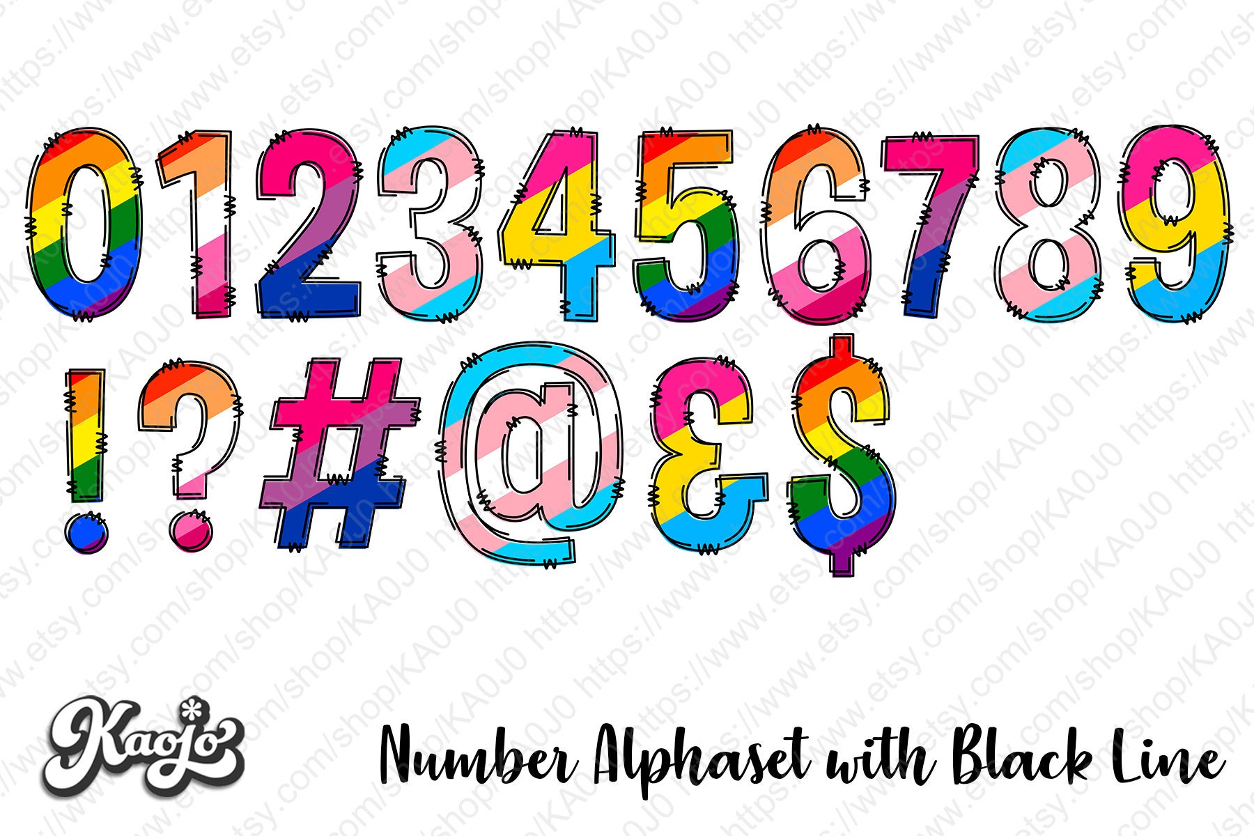 LGBTQ Flag Doodle Letters PNG Bundle, Entire Doodle Alphabet Uppercase ...