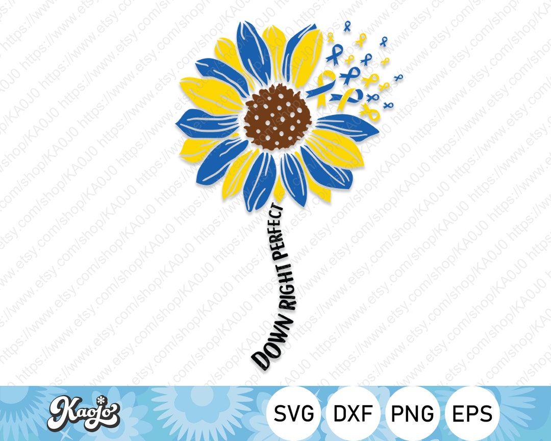 Down Syndrome Awareness Sunflower Svg, Blue Yellow Ribbon Svg, Down ...