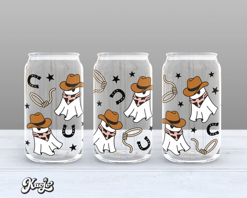 Cowboy Ghost Can Glass Svg Halloween Boo Haw Can Glass Svg - Etsy