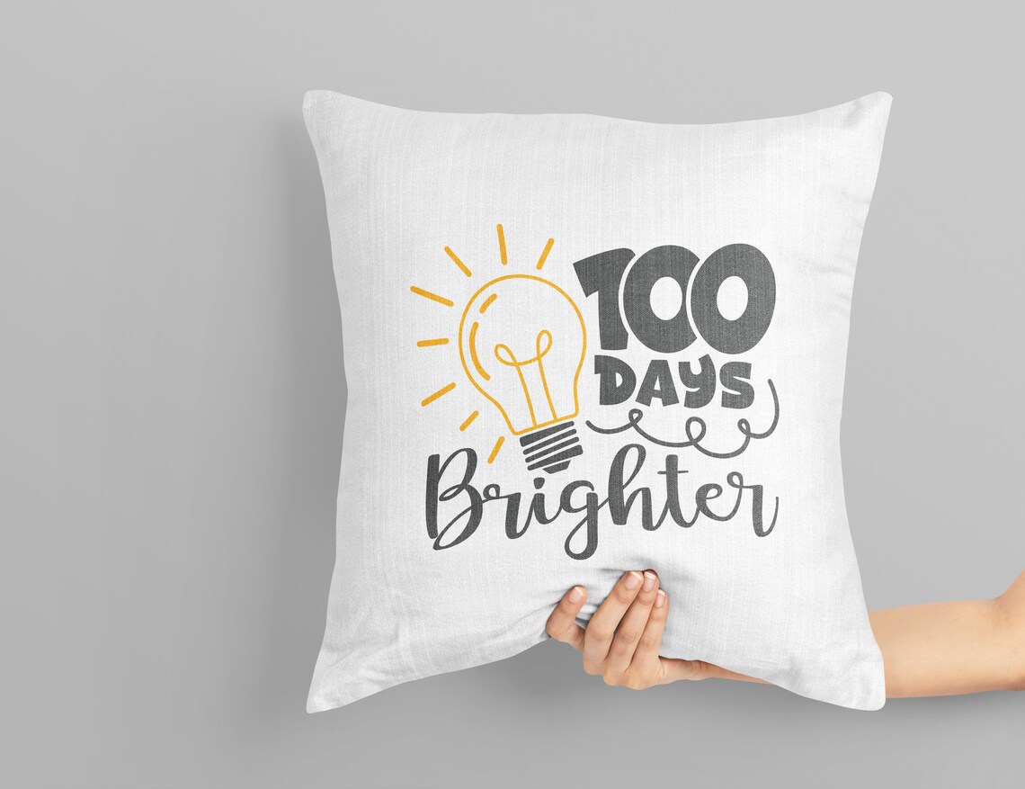 100 Days Brighter SVG, 100th Day Brighter SVG, Teacher Days, Brighter ...