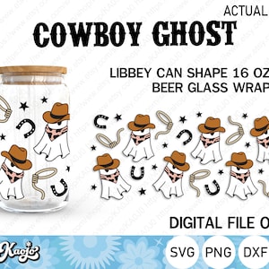 Cowboy Ghost Can Glass Svg, Halloween Boo Haw Can Glass Svg, Spooky ...