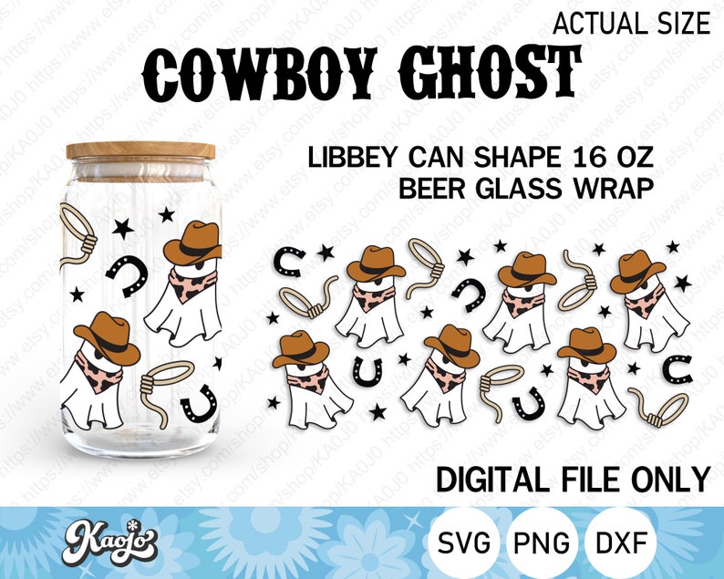 Cowboy Ghost Can Glass Svg Halloween Boo Haw Can Glass Svg - Etsy