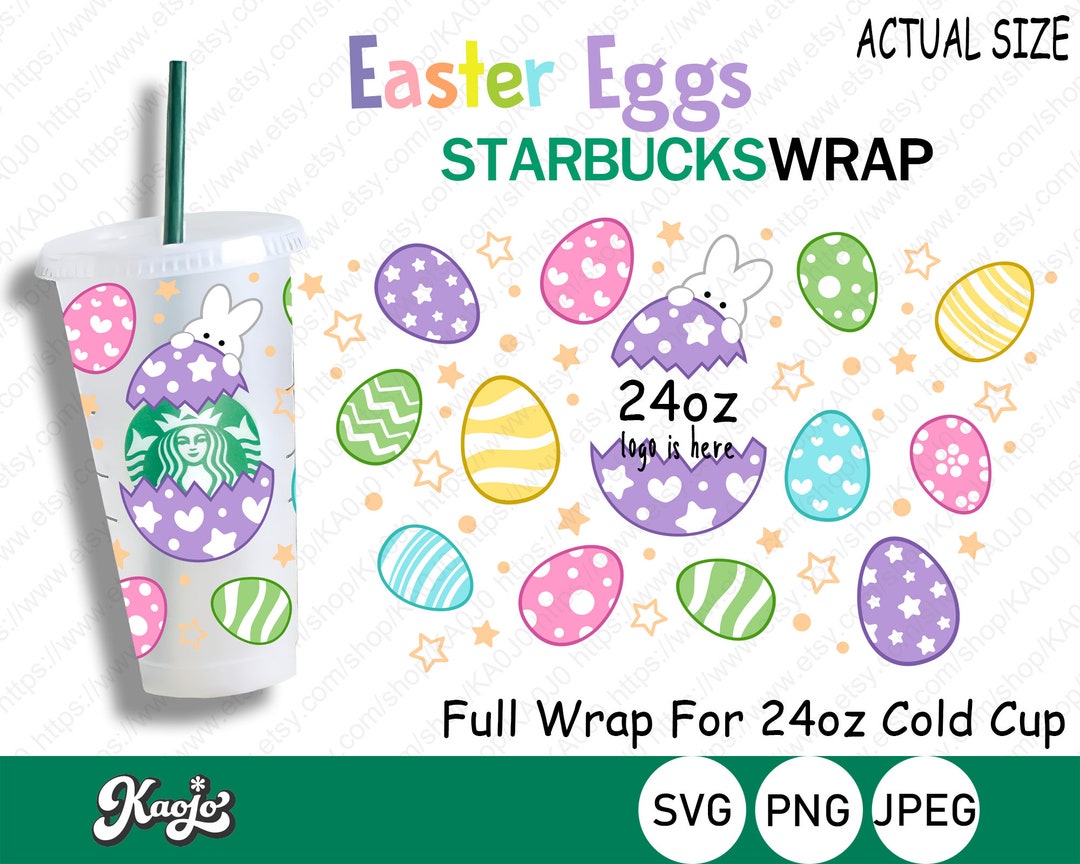 Happy Easter Starbucks Cup SVG, Full Wrap Easter Rabbit Peeps SVG, Full ...