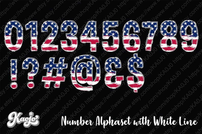 American Flag Doodle Letters PNG Bundle, Entire Doodle Alphabet ...