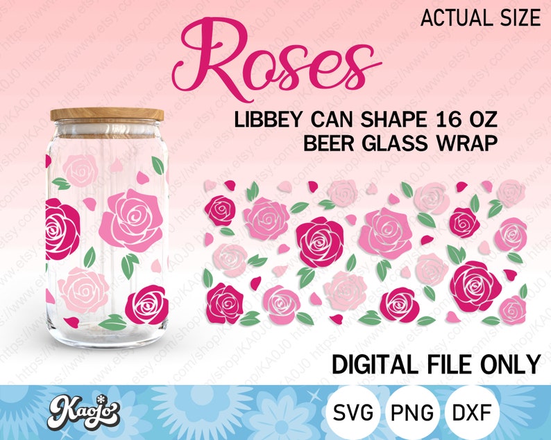 Roses Can Glass SVG Pink Rose Can Shaped Glass SVG Pink - Etsy