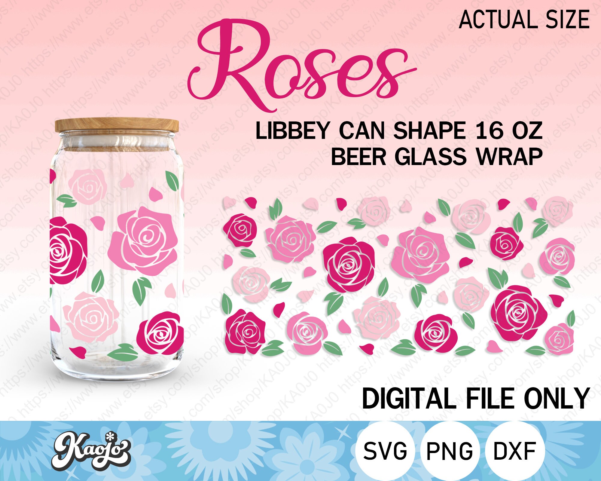 Roses Can Glass SVG Pink Rose Can Shaped Glass SVG Pink - Etsy