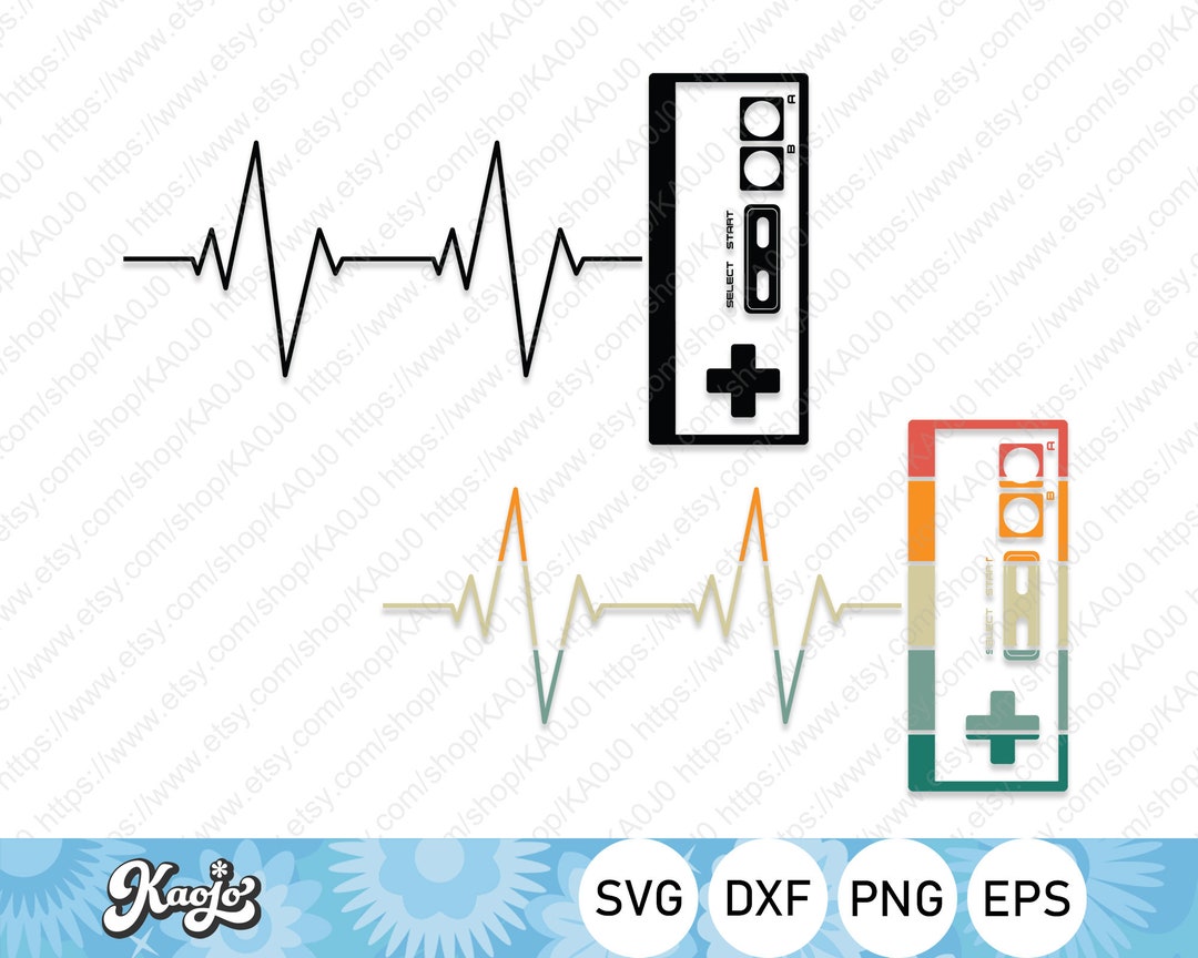 Heart Beat Game Controller Svg, Retro Video Game Svg, Console Gamer Svg ...
