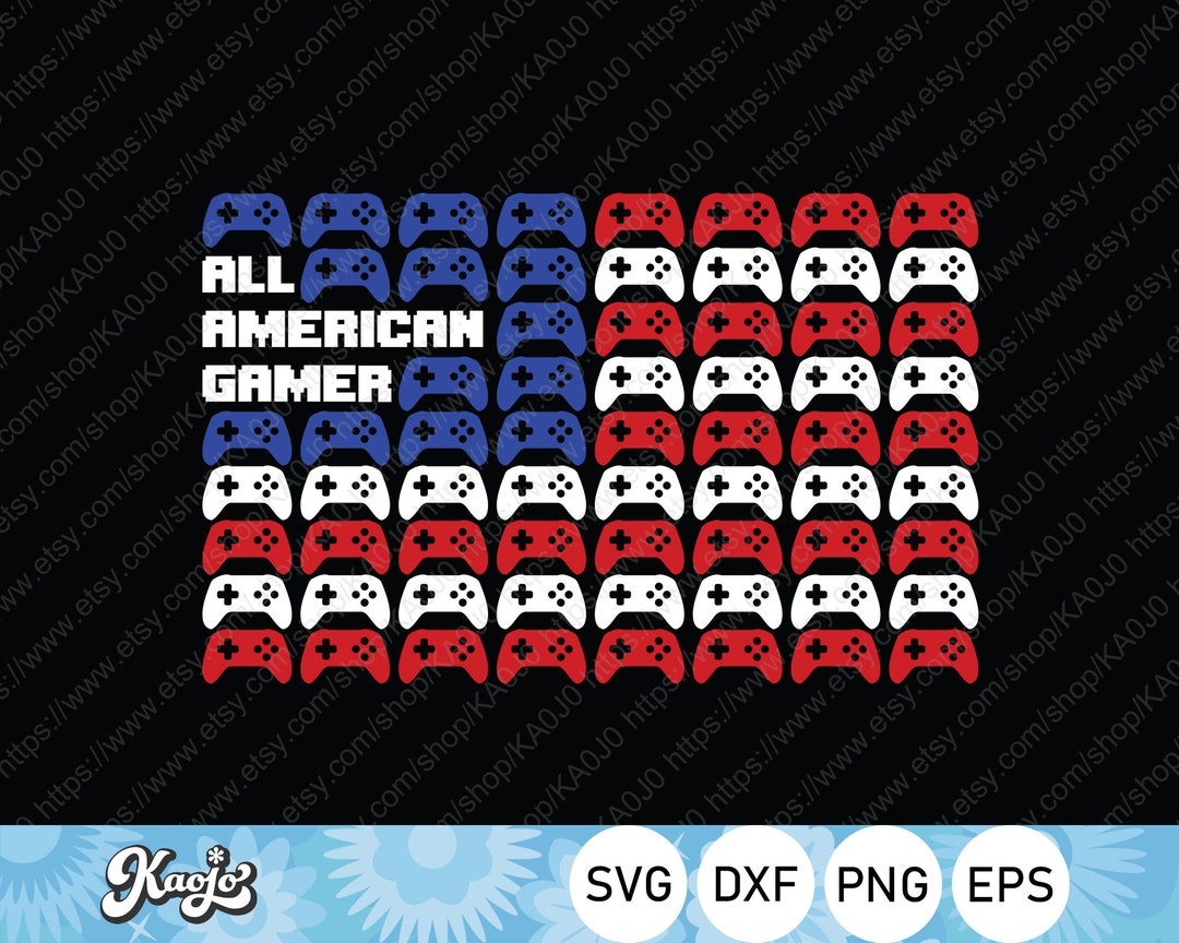 All American Gamer SVG, Patriotic 4th of July Gamer SVG, American Flag ...