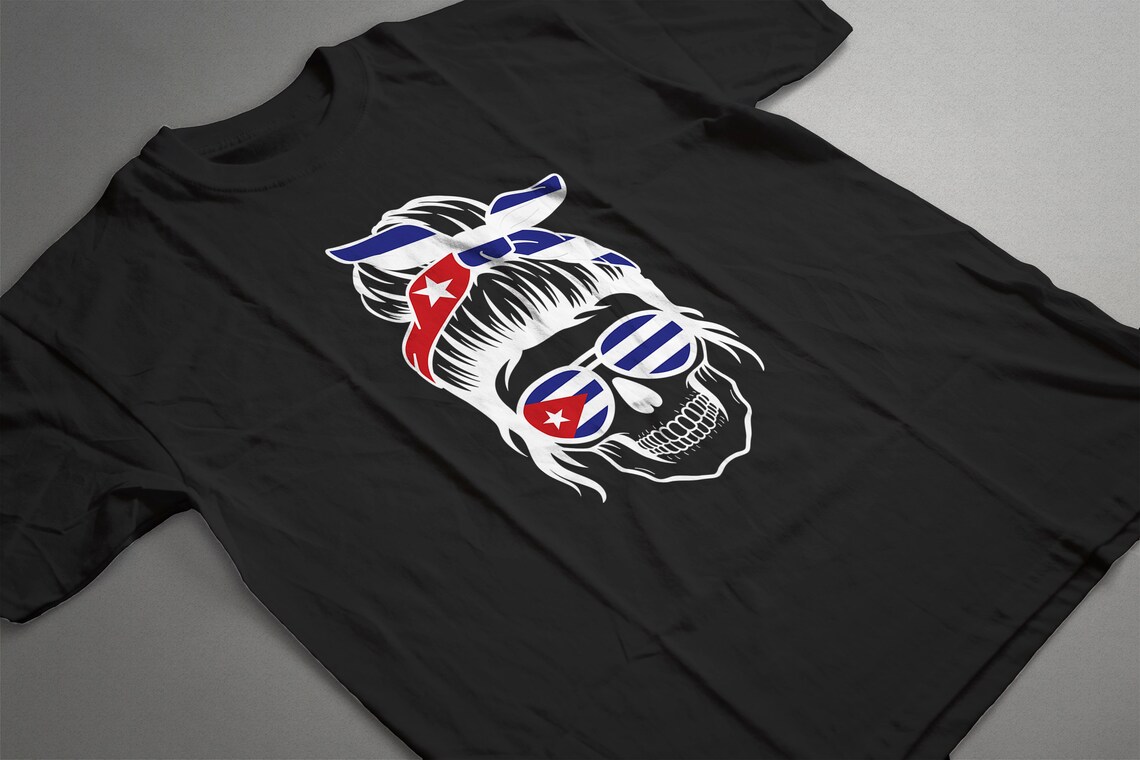 Messy Bun Cuba Flag SVG Cuban Skull Mom SVG Sunglasses Messy - Etsy