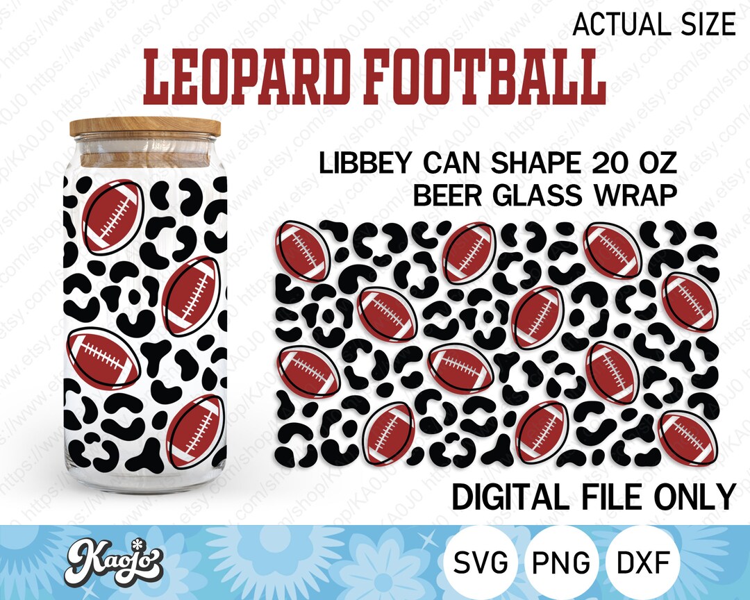 Football Leopard Can Glass Svg, Football Mom Svg, American Football ...