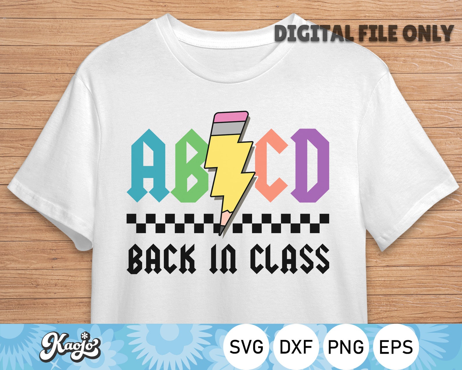 ABCD Back in Class Svg, Back to School Svg, Pencil Lightening Bolt Svg ...