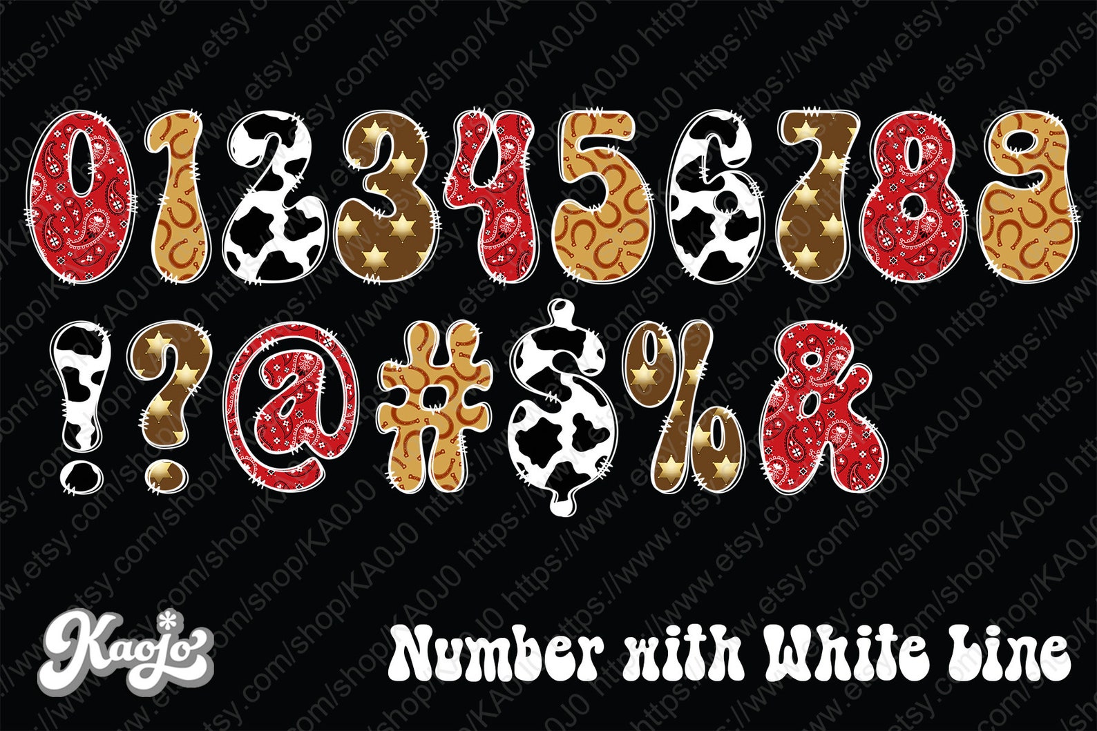 Country Doodle Letters PNG Bundle, Western Groovy Alphabet Uppercase ...