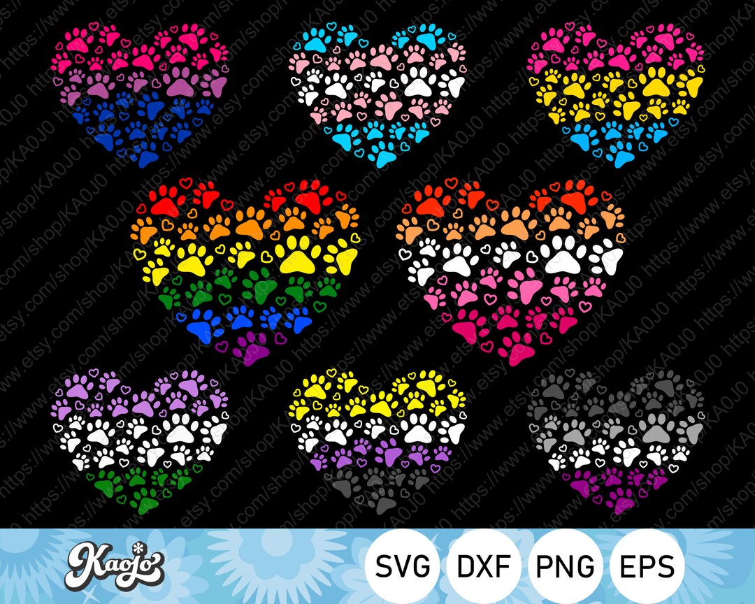 LGBTQ Pride Pawprints Heart Svg, Gay Awareness Pets Lover Svg, Rainbow ...