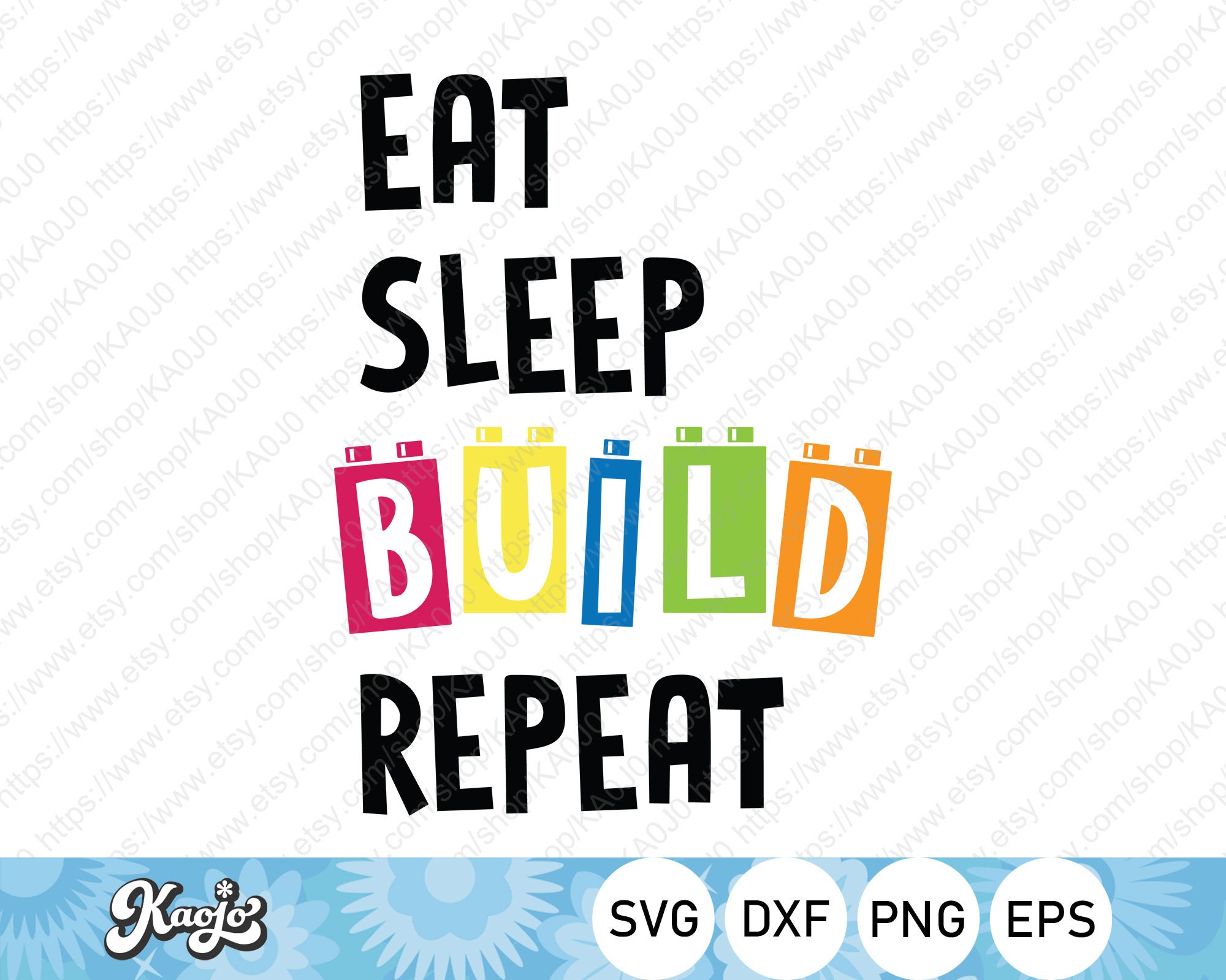 Eat Sleep Build Repeat SVG Building Blocks SVG Bricks Master | Etsy