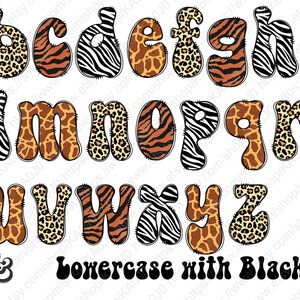 Wild Doodle Letters PNG Bundle, Groovy Animal Pattern Alphabet ...