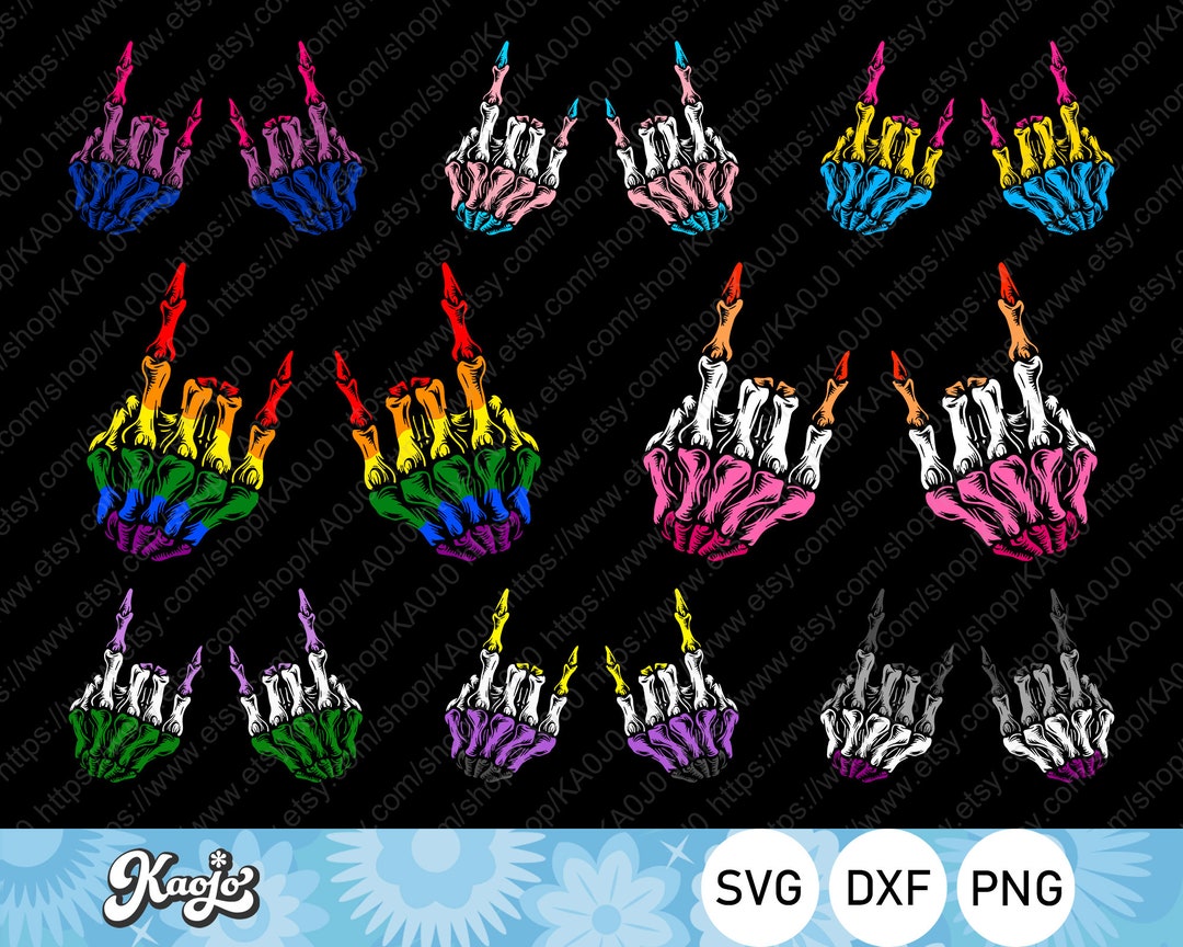 LGBTQ Pride Skeleton Rock Hand Svg, Rock N Roll Gay Svg, Rainbow Pride ...