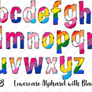 LGBTQ Flag Doodle Letters PNG Bundle, Entire Doodle Alphabet Uppercase ...