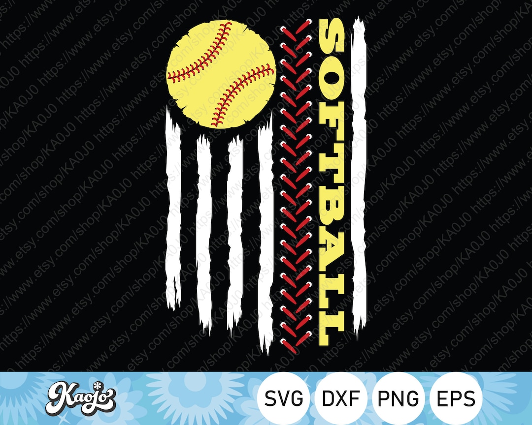 Softball American Flag SVG, Softball Mom SVG, Distressed USA Softball ...