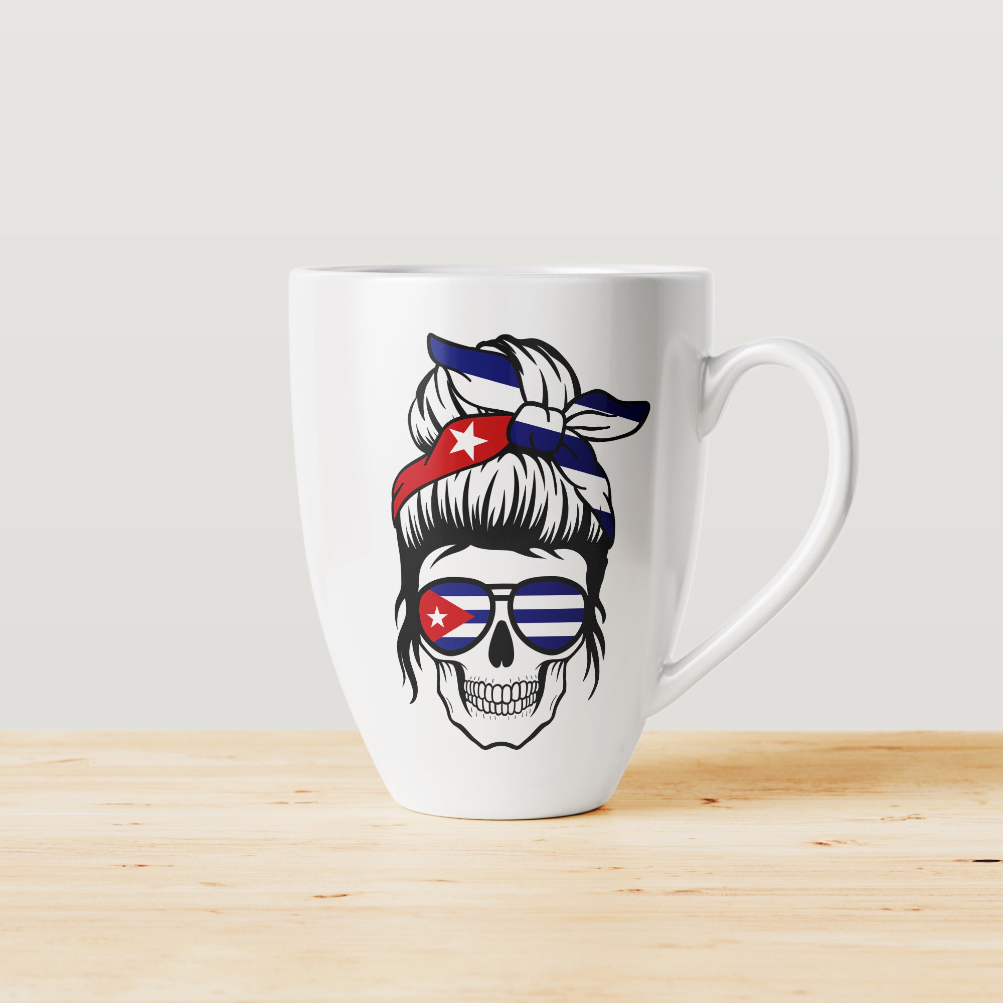 Messy Bun Cuba Flag SVG Cuban Skull Mom SVG Sunglasses Messy - Etsy