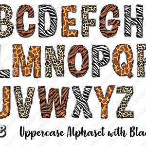 Wild Doodle Letters PNG Bundle, Animal Skin Pattern Alphabet Uppercase ...