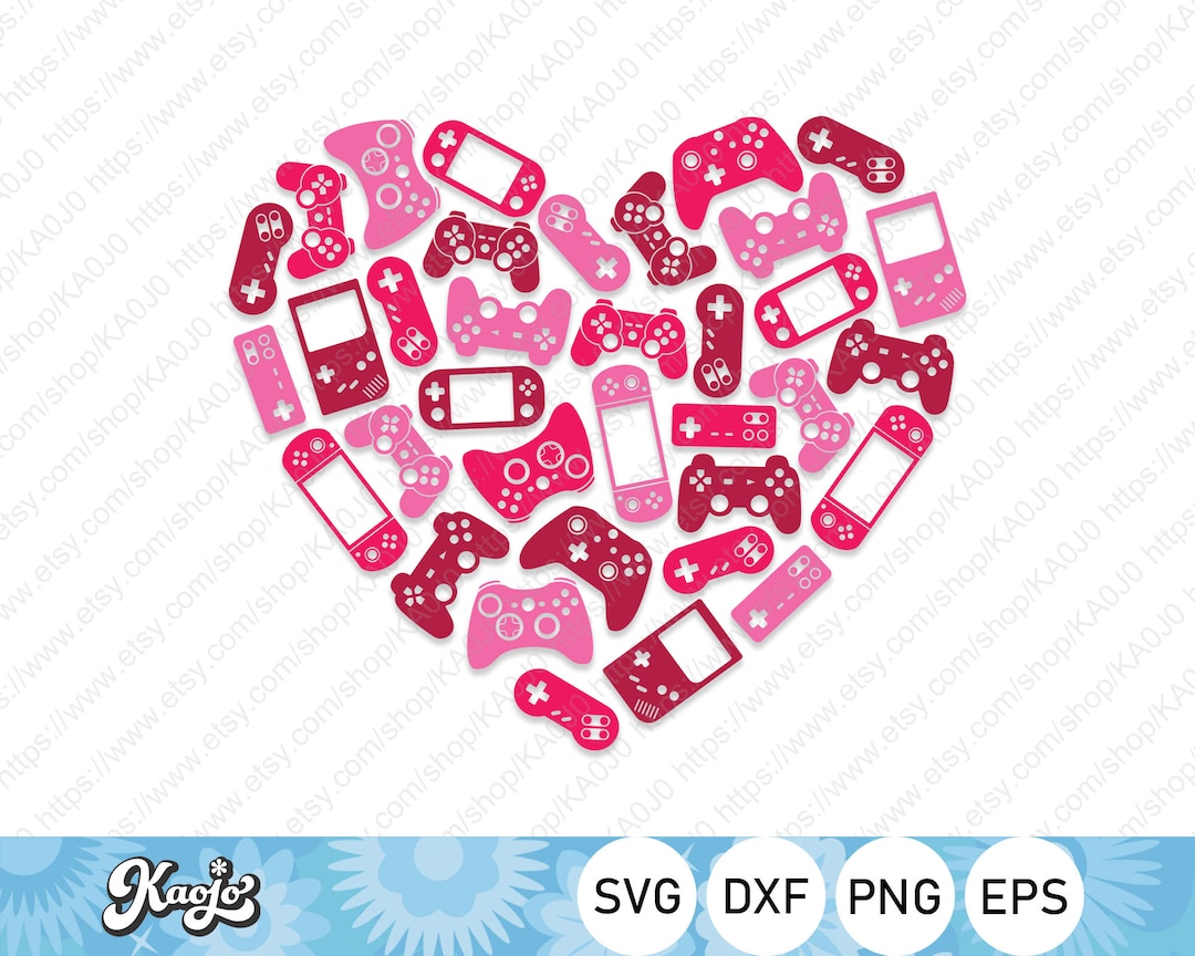 Video Game Heart Valentine's Day Svg, Console Game Controller Heart Svg ...