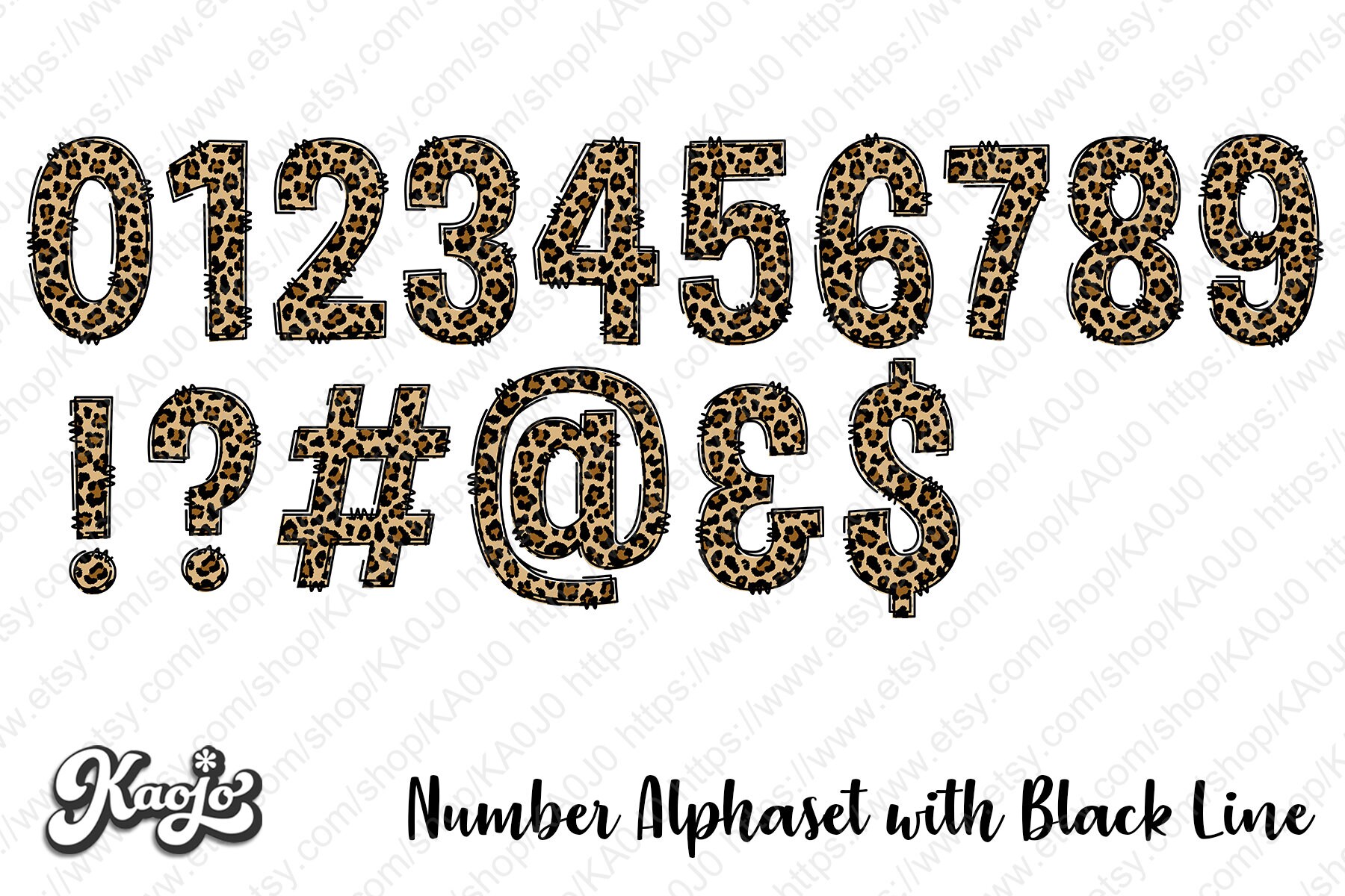 Leopard Print Doodle Letters PNG Bundle, Entire Doodle Alphabet ...
