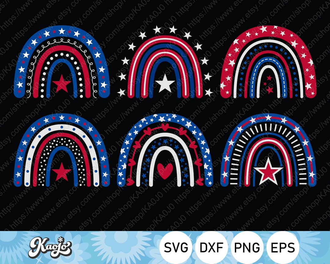 4th of July Rainbow Svg Bundle, Patriotic US Falg Rainbow Svg, American ...