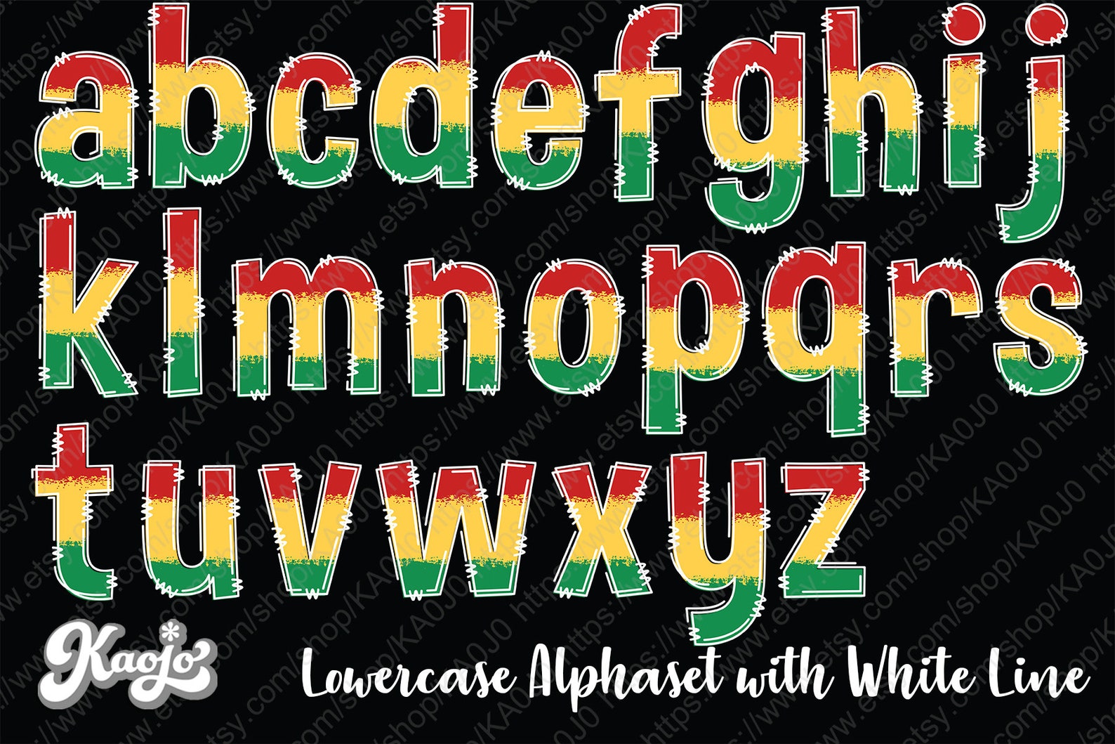 Juneteenth Doodle Letters PNG Bundle, Entire Doodle Alphabet Uppercase ...
