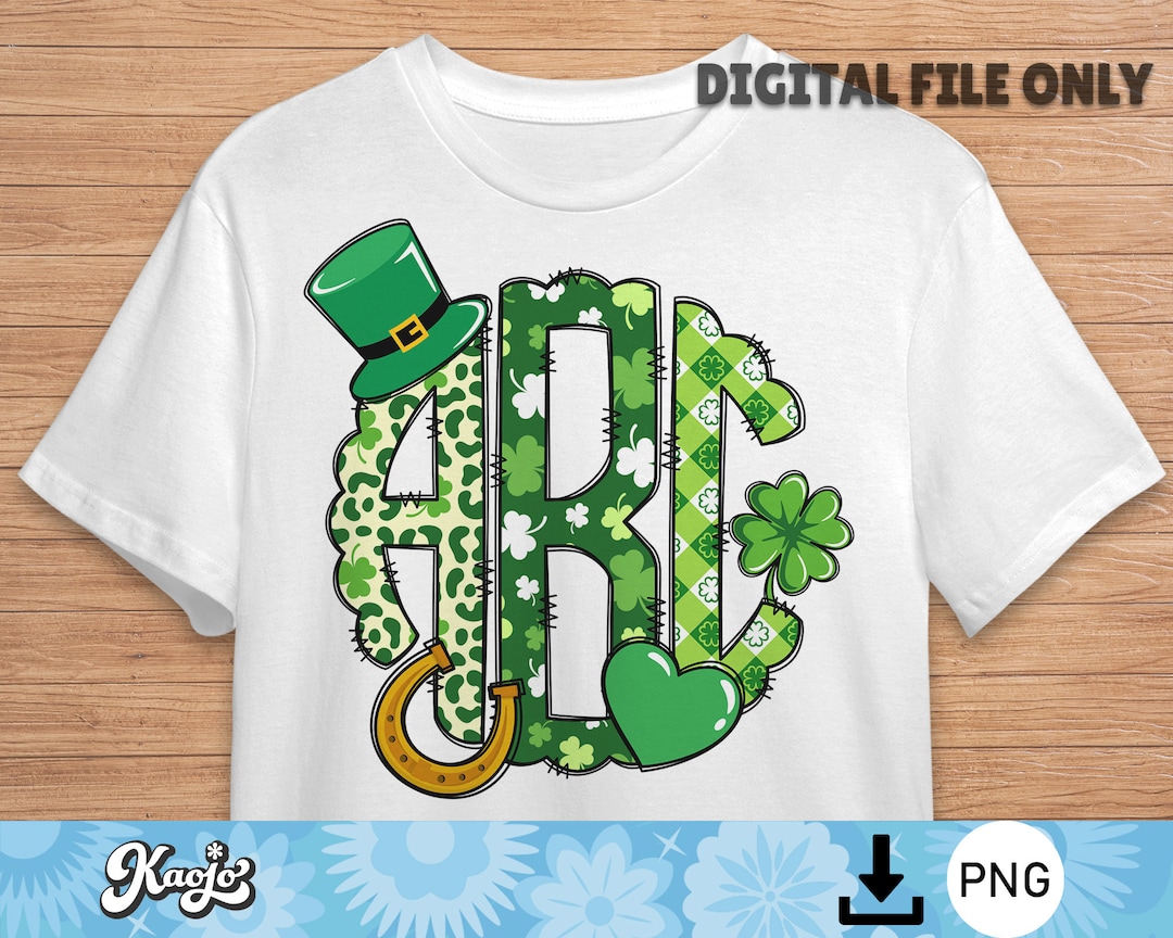St Patrick's Day Doodle Monogram Letter PNG, Lucky Shamrock Alphabet ...