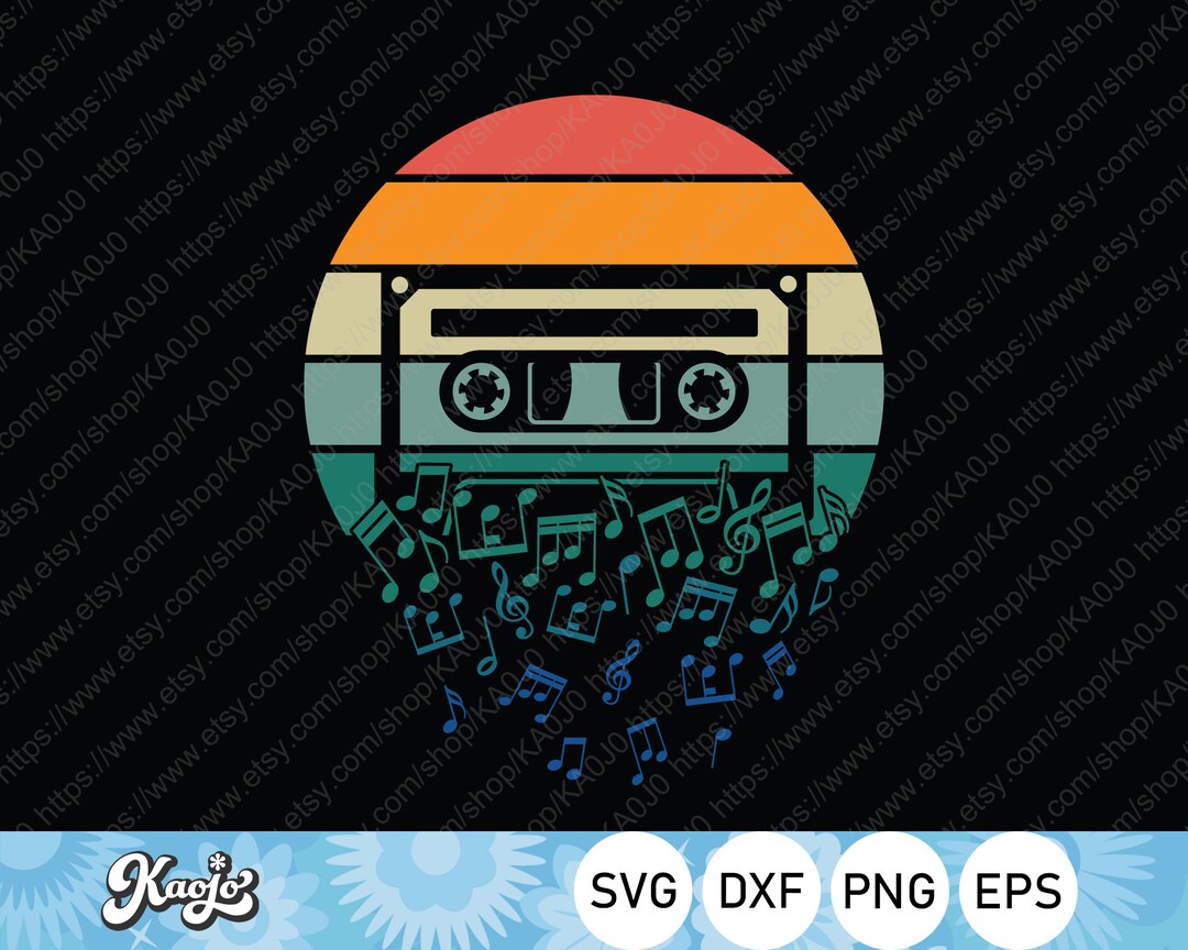 Retro Vintage Cassette Music Note Svg, Cassette Tape Svg, Music Retro ...