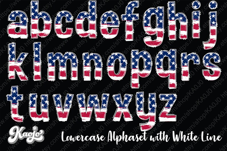 American Flag Doodle Letters PNG Bundle Entire Doodle - Etsy