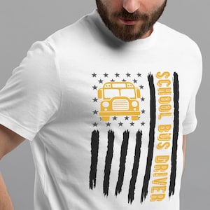 School Bus Driver American Flag Svg, 1st Day of School Svg, Patriotic ...